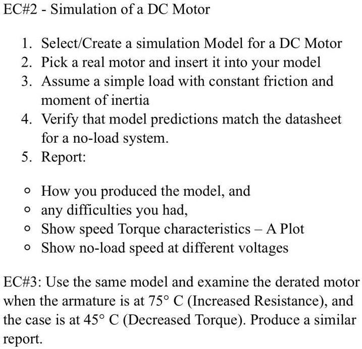 SOLVED: Texts: EC#2 - Simulation of a DC Motor 1. Select/Create a ...