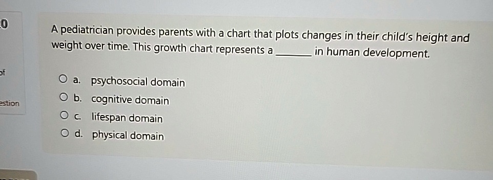 a pediatrician provides parents with a chart that plots changes in ...