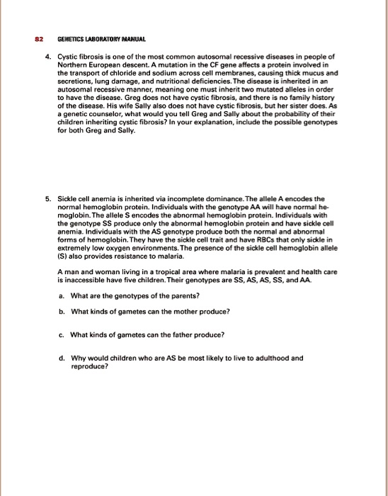 SOLVED: GEN Mics Laboratory Manual Cystic Fibrosis, the most common ...