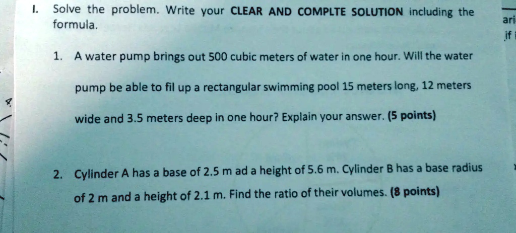 SOLVED: Solve the problem. Write your CLEAR AND COMPLTE SOLUTION ...
