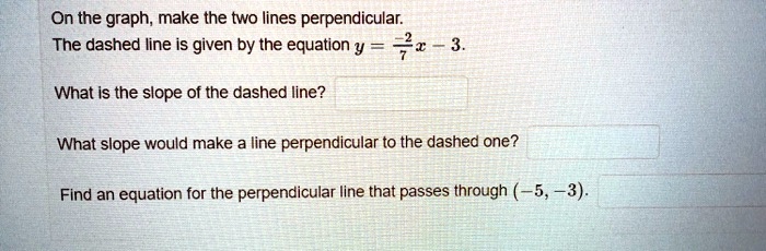 on the graph make the two lines perpendicular the dashed line is given ...