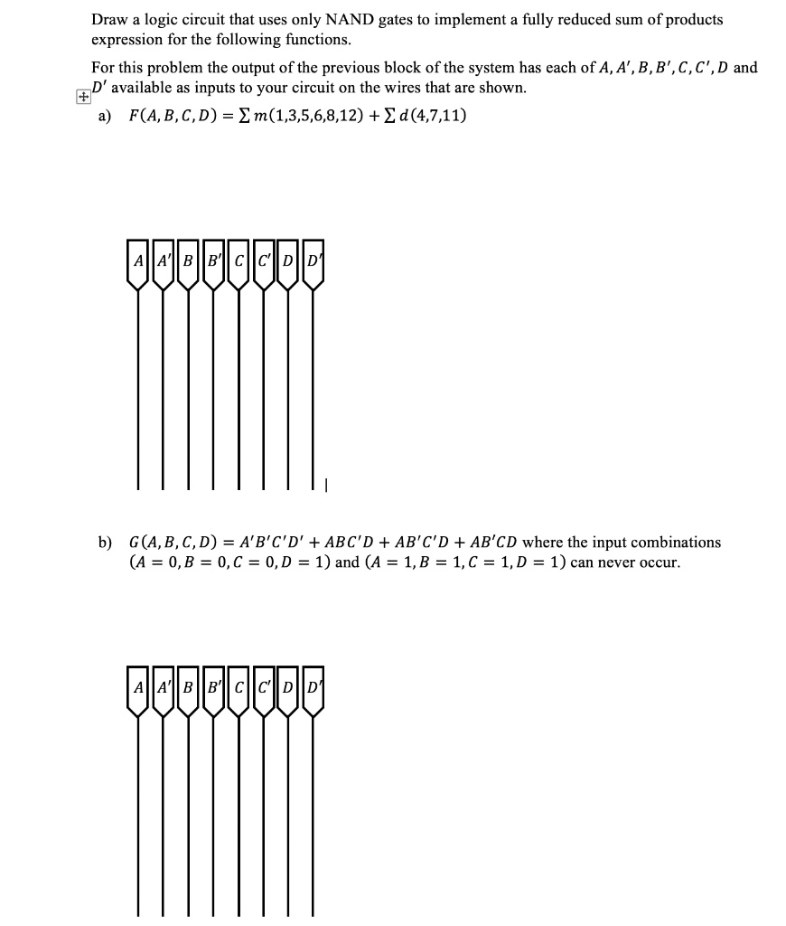 Solved Draw A Logic Circuit That Uses Only Nand Gates To Implement A Fully Reduced Sum Of