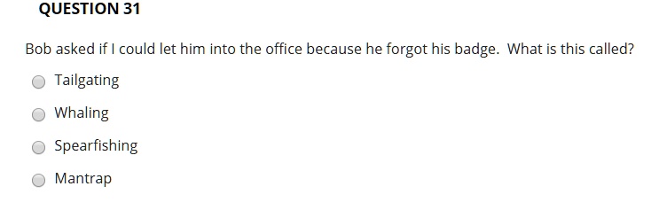 SOLVED: QUESTION31 Bob asked if I could let him into the office because ...