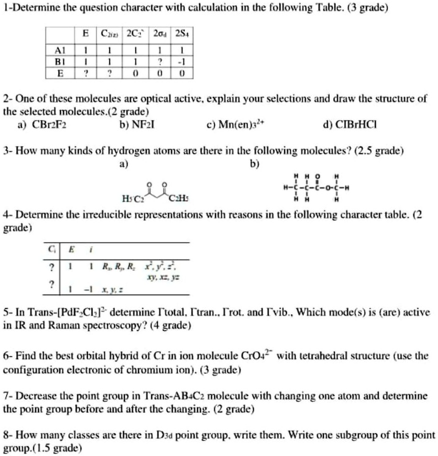 SOLVED: 1-Determine the question character with calculation in the ...