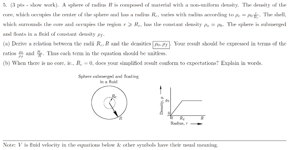 5. (3 pts - show work). A sphere of radius R is composed of material ...