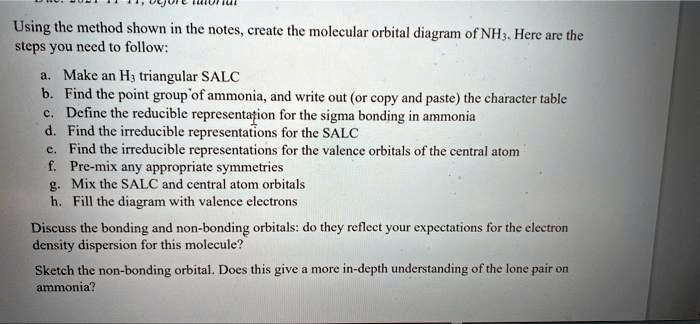 Using the method shown in the notes, create the molecular orbital ...