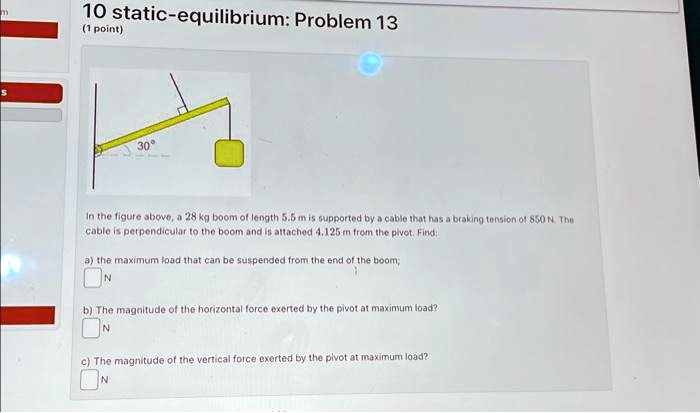 SOLVED: Text: 10 static-equilibrium: Problem 13 (1 point) In the figure ...