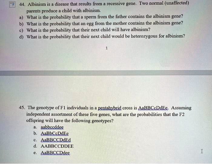 albinism is a disease that results from recessive gene two normal ...