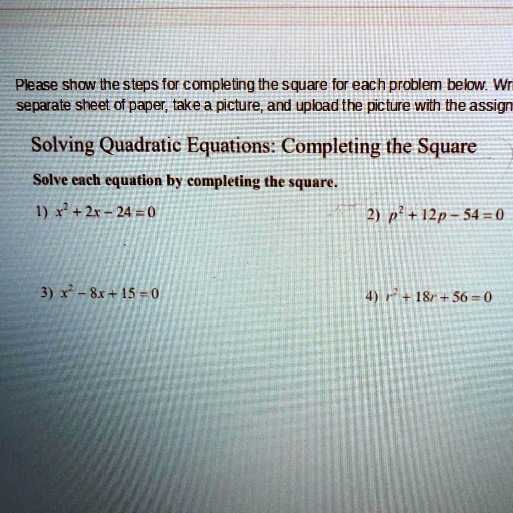 Completing The Square Formula Steps