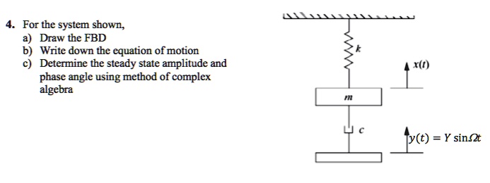 4. For the system shown, a) Draw the FBD b) Write down the equation of ...