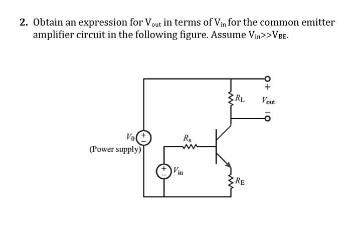 Obtain an expression for Vout in terms of Vin for the common...