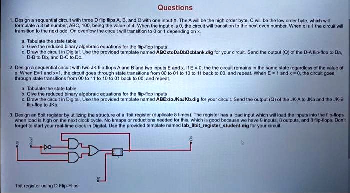 Solved Design A Sequential Circuit With Three D Flip Flops A B And C With One Input X The A