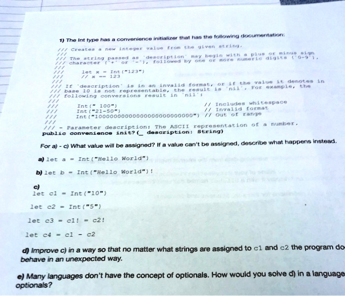 Solved The Int Type Has A Convenience Initializer That Has The Following Documentation Creates 