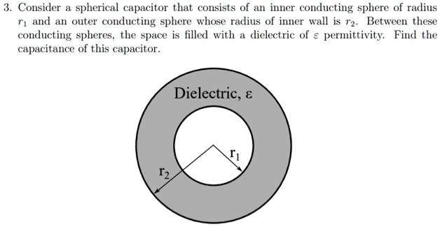SOLVED: 3. Consider a spherical capacitor that consists of an inner ...