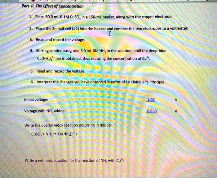 Part II. The Effect of Concentration 1. Place 50.0 mL 0.1M CuSO4 in a ...