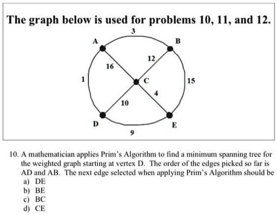 SOLVED: The graph below is used for problems 10, 11,and 12. 10, A ...