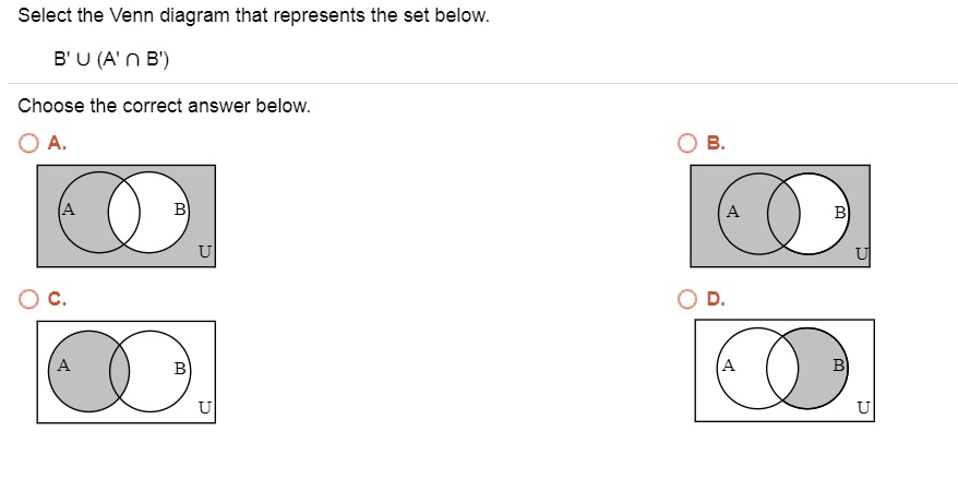 Solved Select The Venn Diagram That Represents The Set Below Bu A