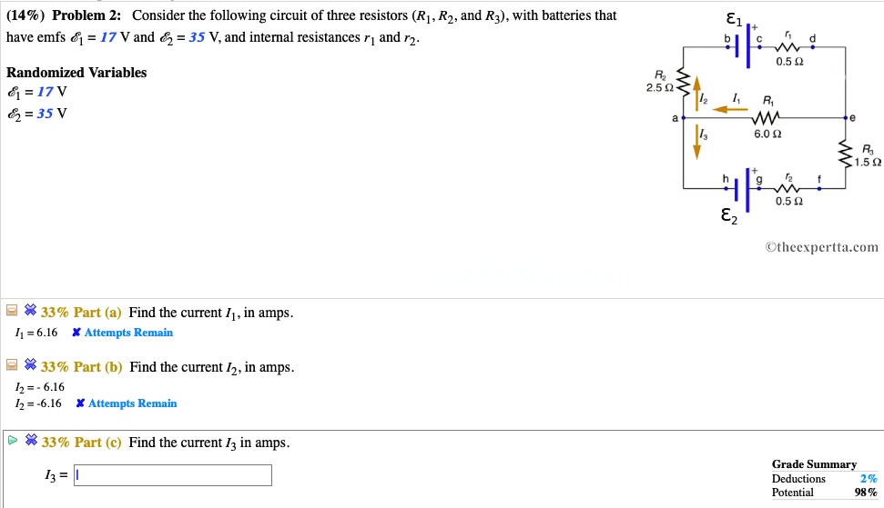 SOLVED: Problem 2: Consider the following circuit of three resistors ... SOLVED: Problem 2: Consider the following circuit of three resistors ...