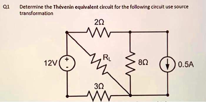 SOLVED: Determine the Thévenin equivalent circuit for the following circuit USE Source ...