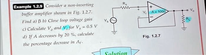Example 1.2.9 Consider a non-inverting buffer amplifier shown in Fig. 1.2.7. Find a) β b) Close ...