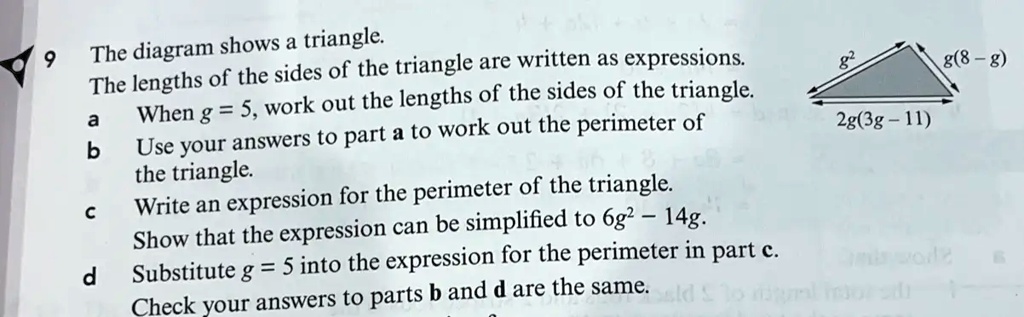 SOLVED: The diagram shows a triangle. The lengths of the sides of the ...