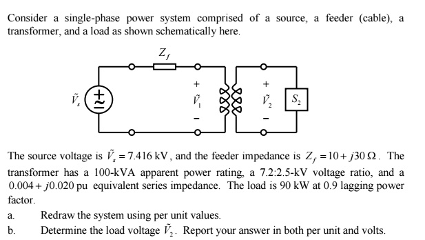 SOLVED: Consider a single-phase power system comprised of a source, a ...