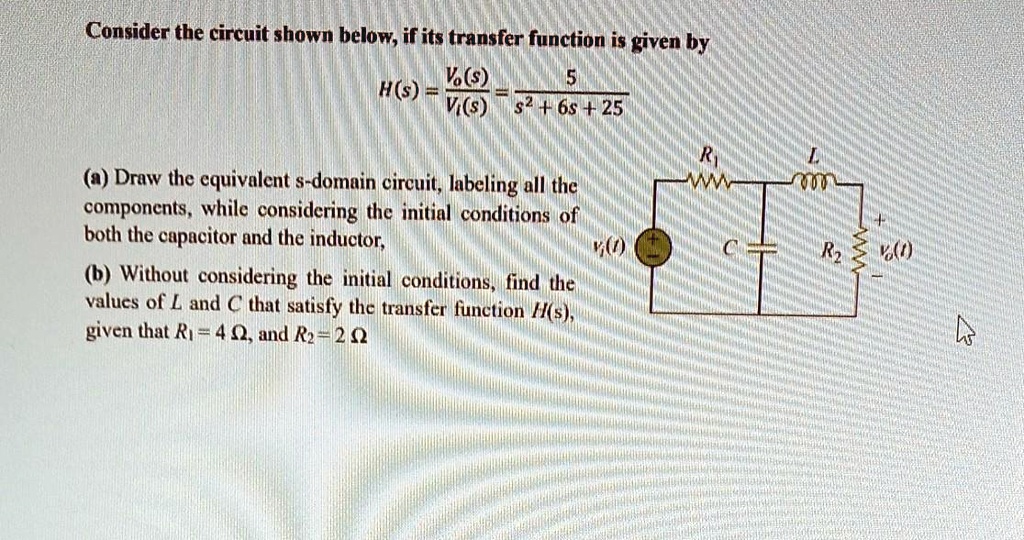 SOLVED: Text: Consider the circuit shown below, if its transfer ...