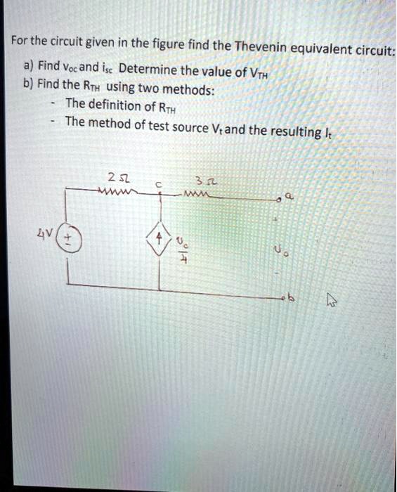 SOLVED: For the circuit given in the figure find the Thevenin equivalent circuit a) Find Vocand ...