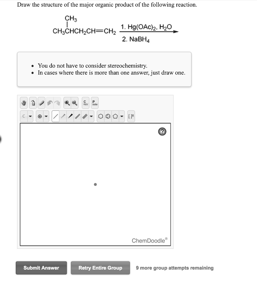 SOLVED: Draw the structure of the major organic product of the following reaction. CHa Hg(OAc ...