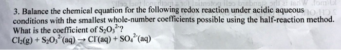 3. Balance the chemical equation for the following redox reaction under ...