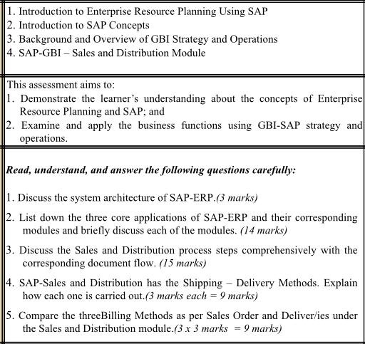 SOLVED: 1. Introduction to Enterprise Resource Planning Using SAP 2. Introduction to SAP ...