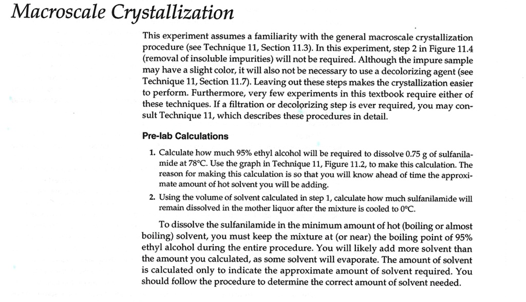 SOLVED: Text: Pre-Lab Calculation, Please :) Thank You! Macroscale Crystallization This ...