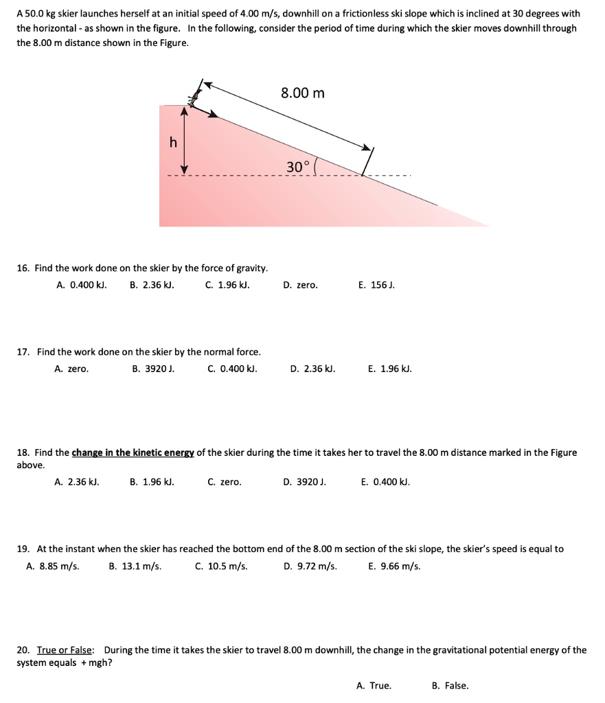 a 500 kg skier launches herself at an initial speed of 400 ms downhill ...