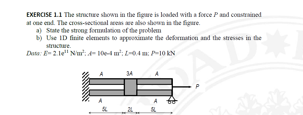 exercise 11 the structure shown in the figure is loaded with a force p and constrained at one ...