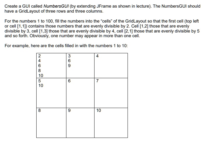 Solved There Should Be Two Java Files Projectjava And Numbersguijava Create A Gui Called