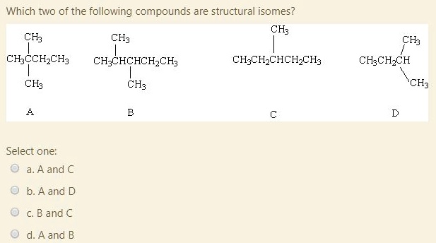 SOLVED: Which two of the following compounds are structural isomers ...