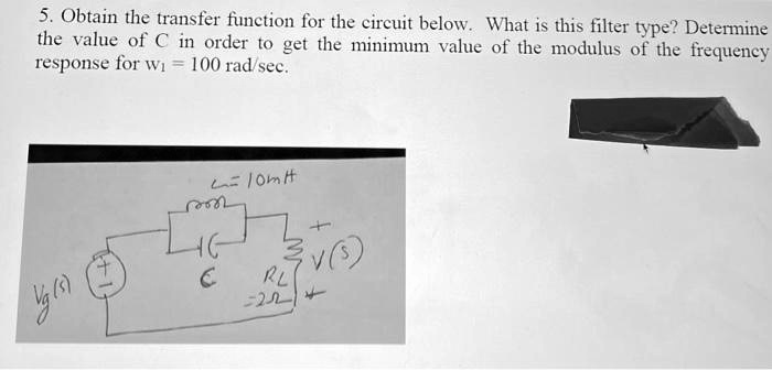 SOLVED: Obtain the transfer function for the circuit below. What is ...