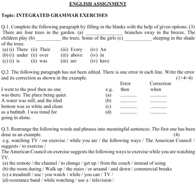 plz answer all of these anyone pls englishassignment topic integrated grammar exercises q1 ...
