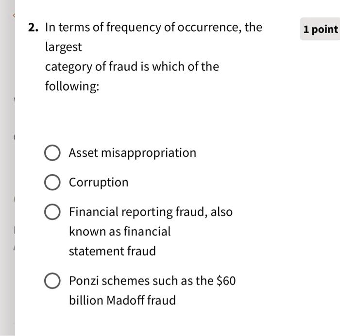 2. In terms of frequency of occurrence, the largest category of fraud ...