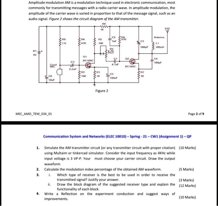 Solved Amplitude Modulation Am Is A Modulation Technique Used In