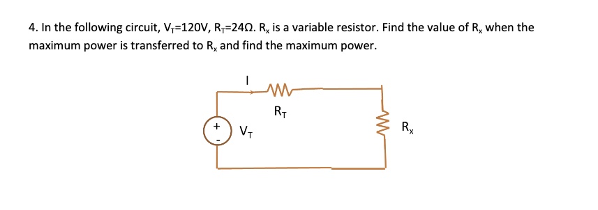 SOLVED: In the following circuit, V = 120V, R = 24Î©. R is a variable ...