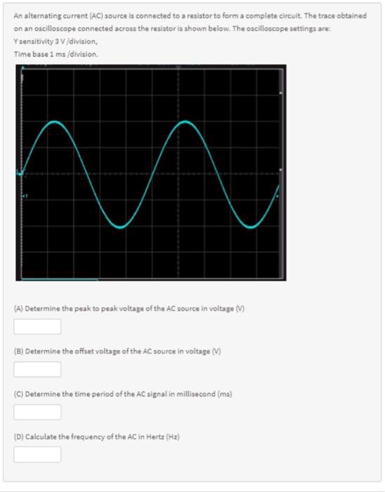 SOLVED: An alternating current (AC source) is connected to a resistor ...