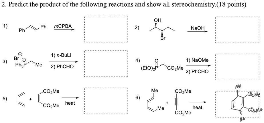 SOLVED: 2. Predict the product of the following reactions and show all ...