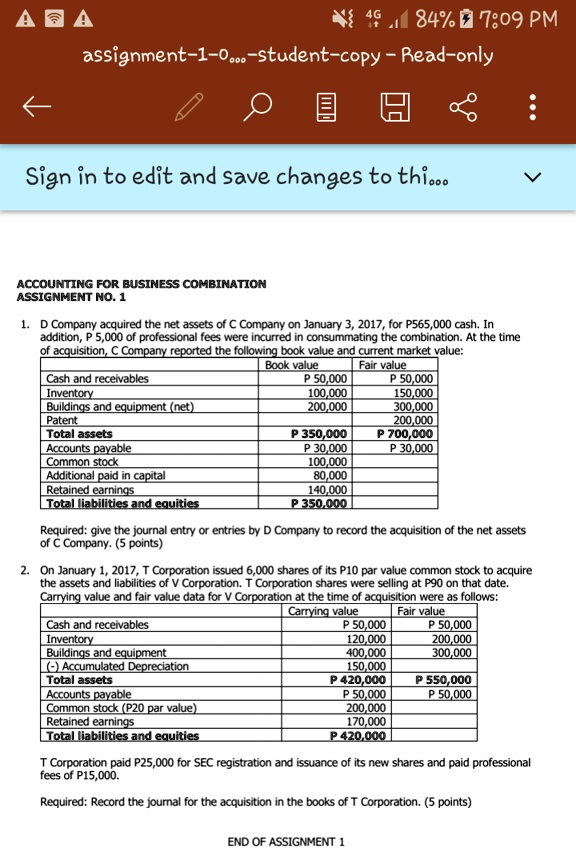 kwhat are the journal entries of the given problems 4 a 84 7809 pm assignment 1 0 00o student ...