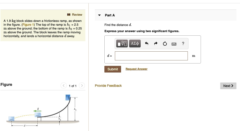 SOLVED: Part A A 1.9-kg block slides down a frictionless ramp as shown in the figure. (Figure 1 ...