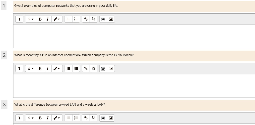 SOLVED: Give 2 examples of computer networks that you are using in your ...