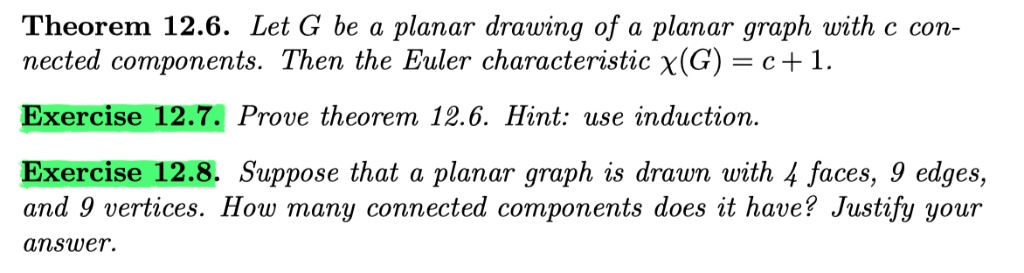 SOLVED: Theorem 12.6. Let G be a planar drawing of a planar graph with con- nected components ...