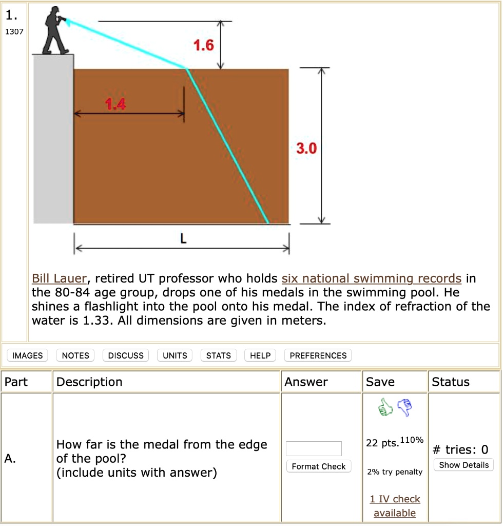 SOLVED: 1.6 1.4 3.0 Bill Lauer, a retired UT professor who holds six ...