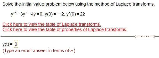 Solved Solve The Initial Value Problem Below Using The Method Of Laplace Transforms 3y 4y0y