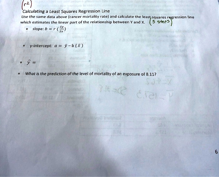 SOLVED: Calculating- Least Squares Regression Line Use the same data ... SOLVED: Calculating- Least Squares Regression Line Use the same data ...